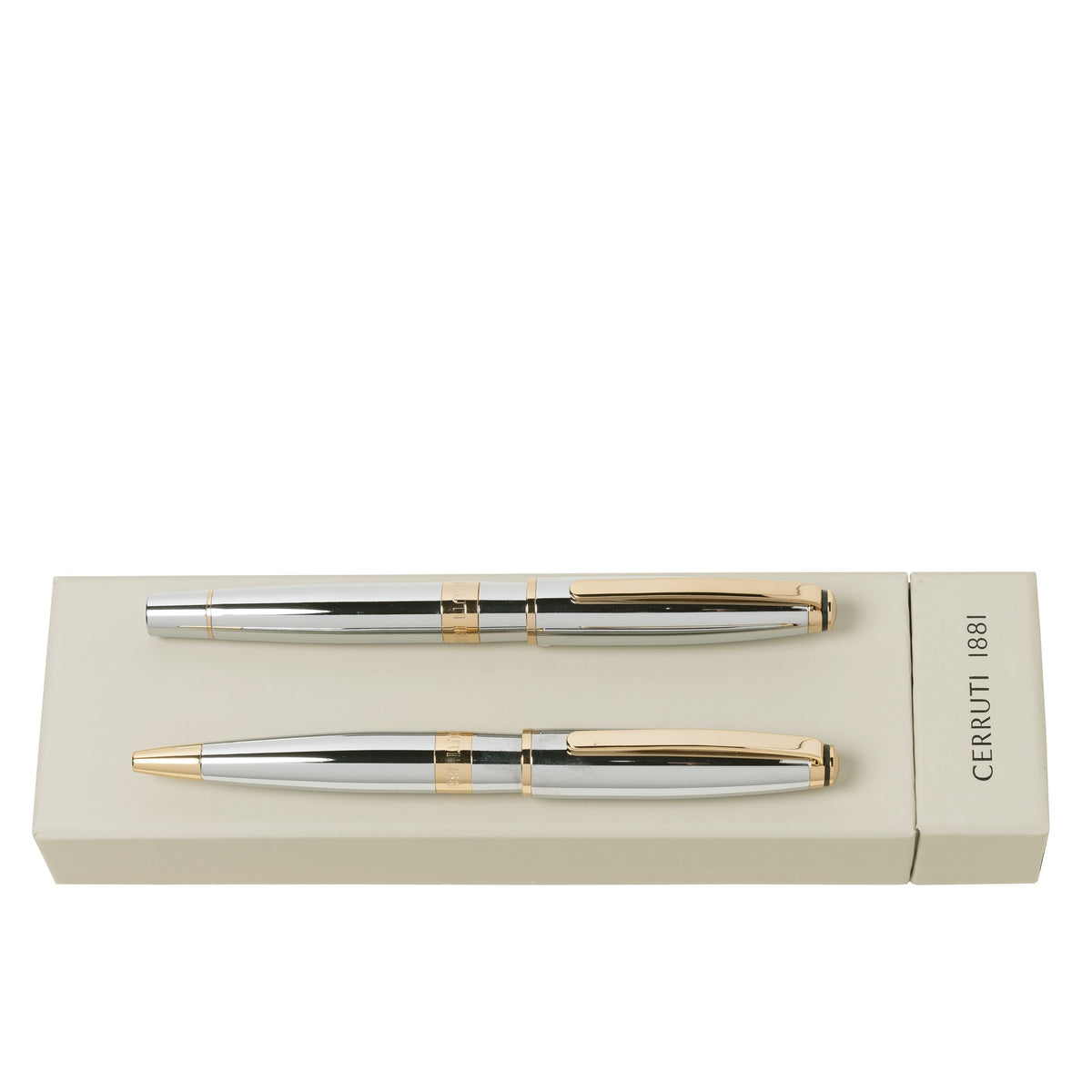 Set with Cerruti 1881 chrome-plated ballpoint & rollerball pen Bicolore – Luxury Corporate Gifts ...