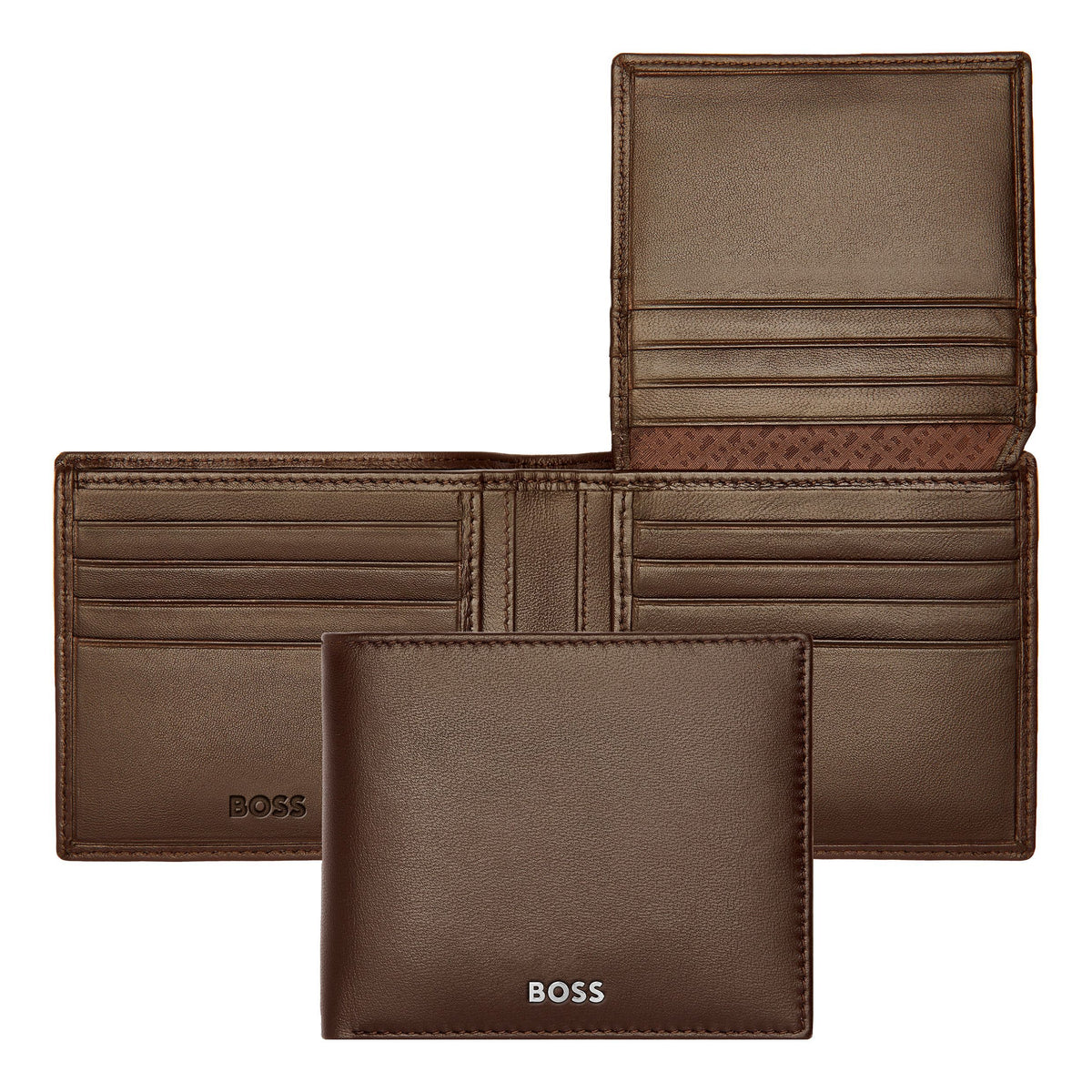 Men's gift ideas HUGO BOSS Smooth Brown Wallet with flap Classic ...