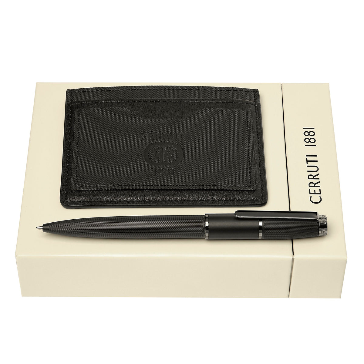 Card holder gift set CERRUTI 1881 Black Card holder and Ballpoint pen ...