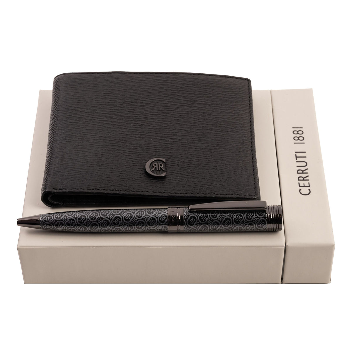 Set with Cerruti 1881 black money wallet & grey monogram ballpoint pen ...