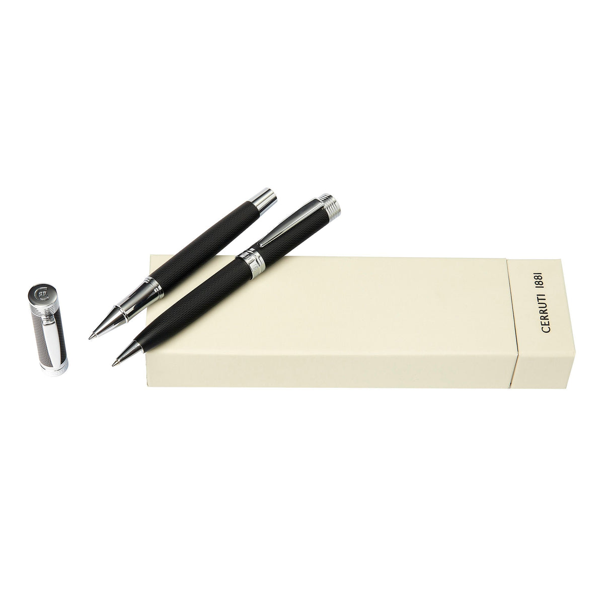 Pen set 2pc CERRUTI 1881 Diamond Black ballpoint & rollerball pen Zoom ...