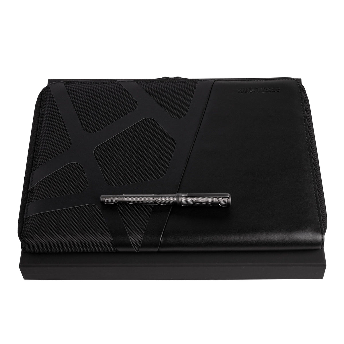 Set with BOSS gun-plated Fountain pen & A4 zipped conference folder ...