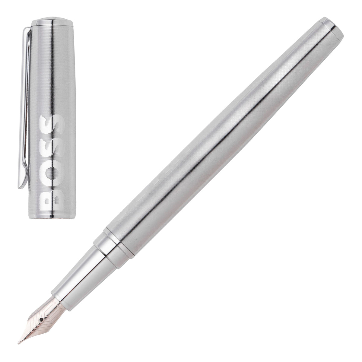 HUGO BOSS Chrome Fountain Pen Label with oversized logo – Luxury ...