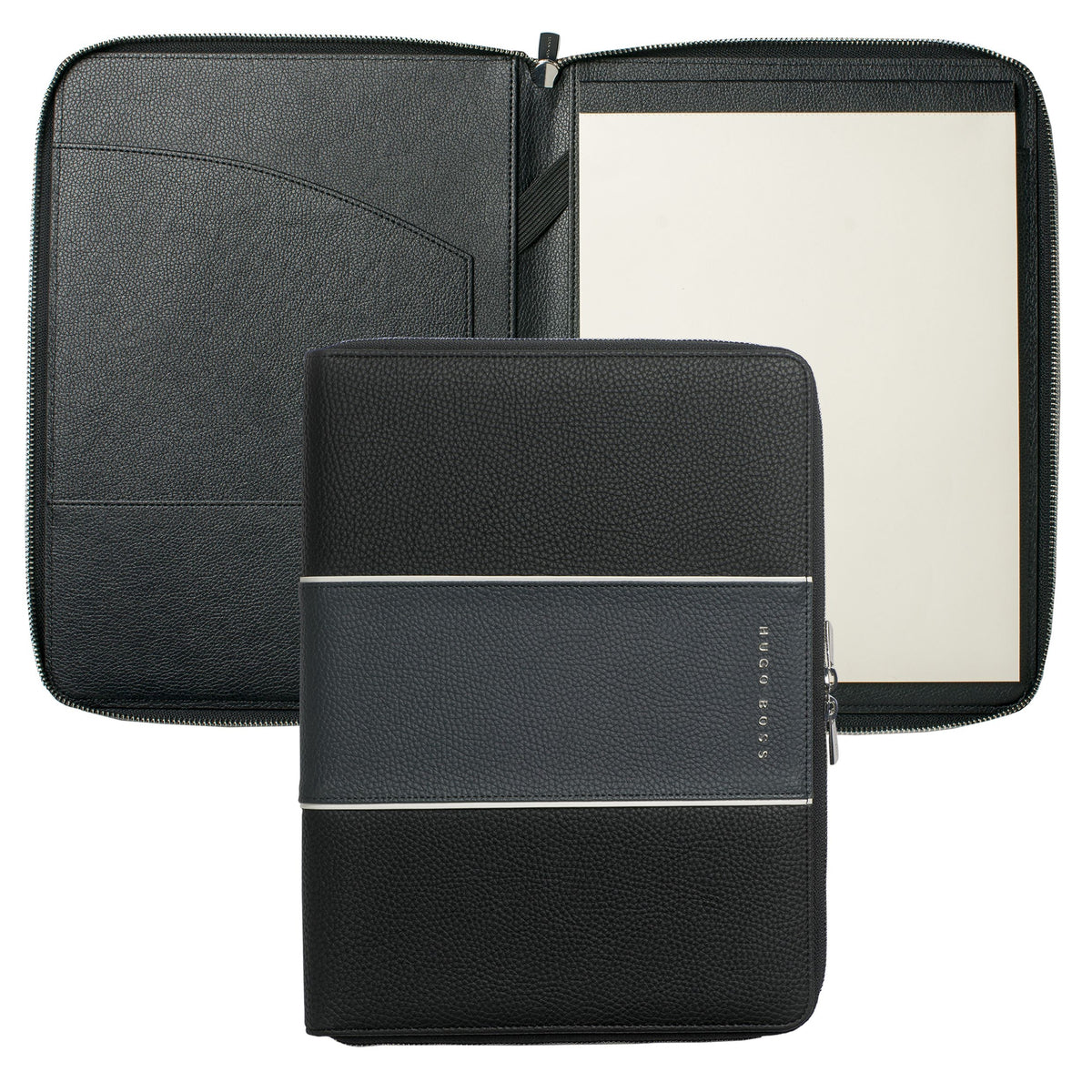 HUGO BOSS men's A4 Blue Conference folder with zipped puller Gear ...