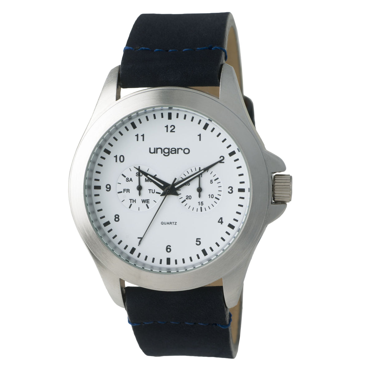 Gift ideas for men Ungaro function watch Marco in blue leather strap ...